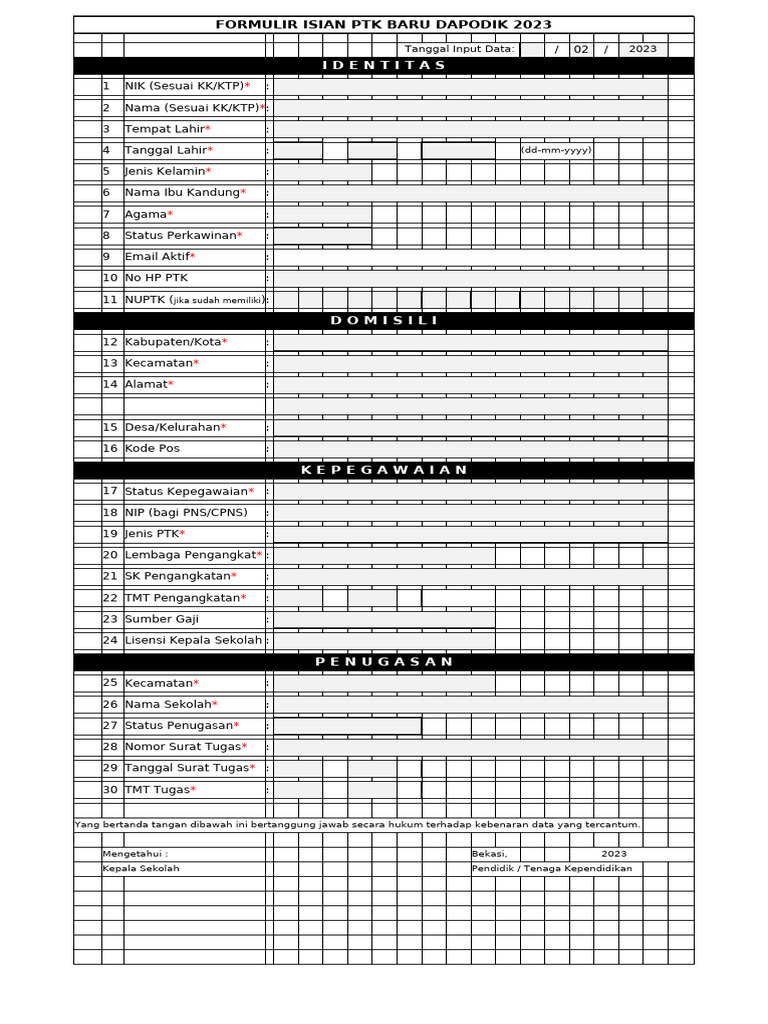 Form PTK Baru | PDF