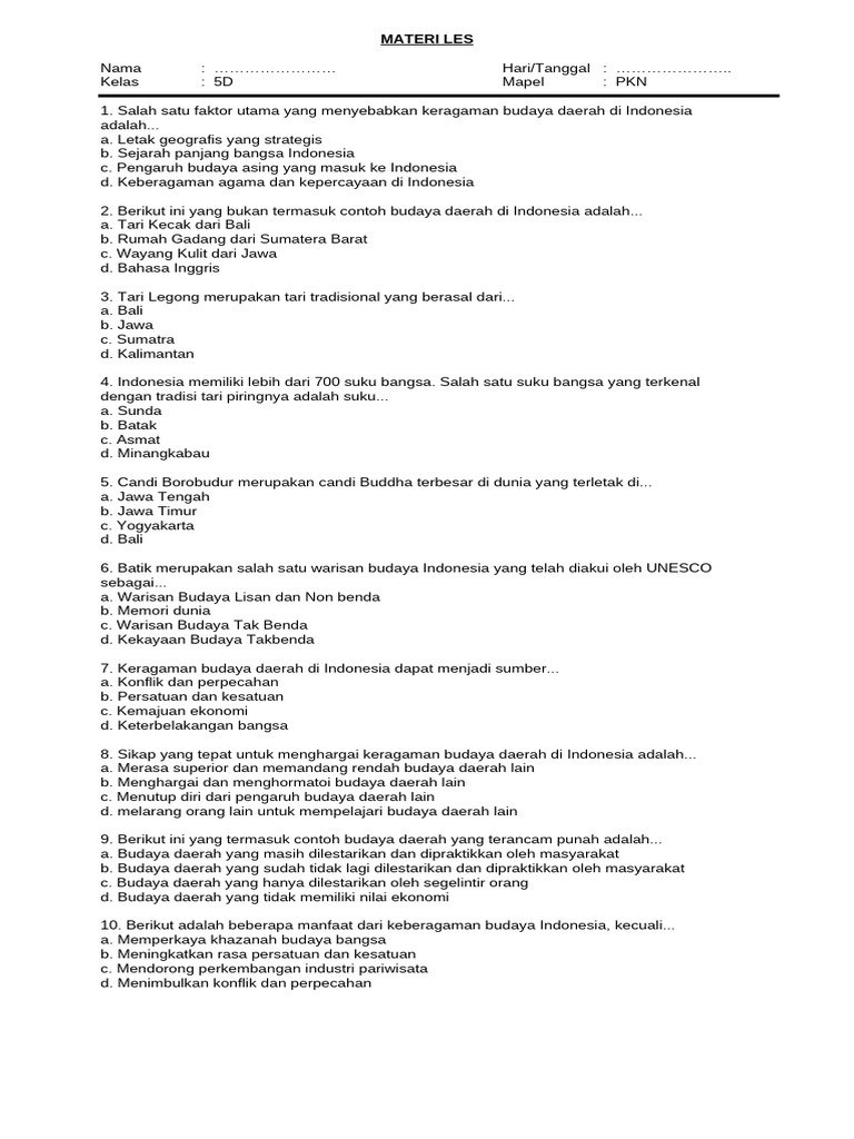 Materi Les - PKN - Keberagaman | PDF