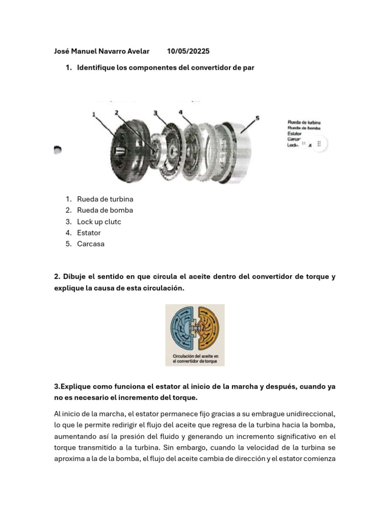 Componentes y Funcionamiento del Convertidor de Par | PDF | Transmisión ...