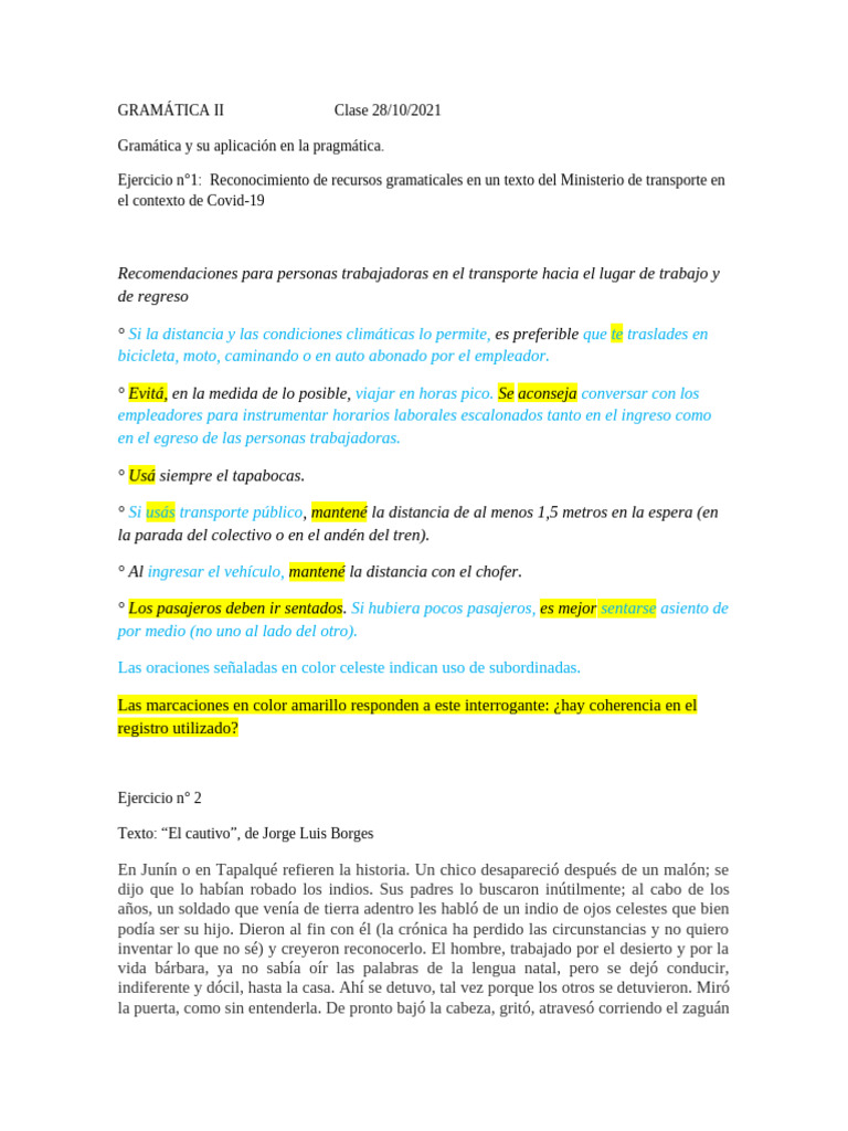 Gramática II Clase 28 OCT. 2021 | PDF