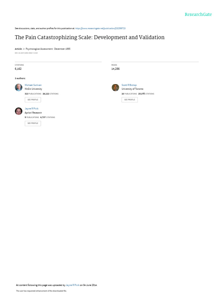 The_Pain_Catastrophizing_Scale_Development_and_val | PDF | Behavioural ...