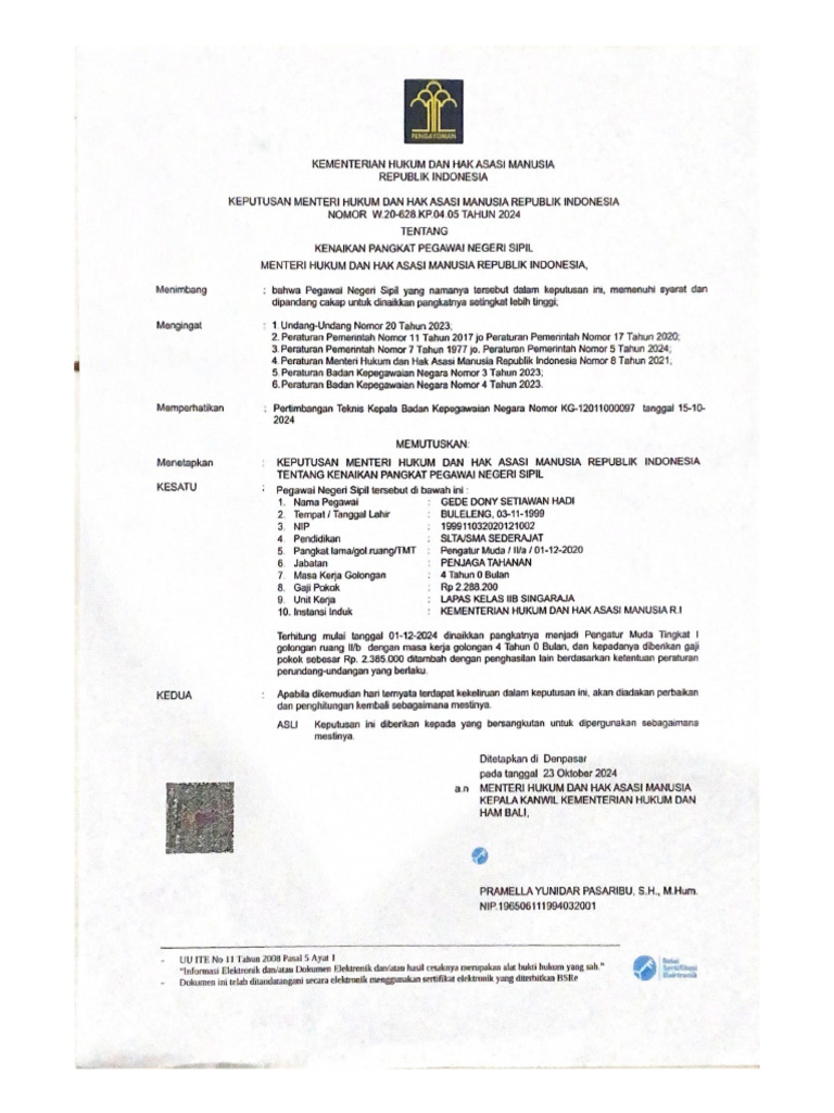 SK Kenaikan Pangkat | PDF