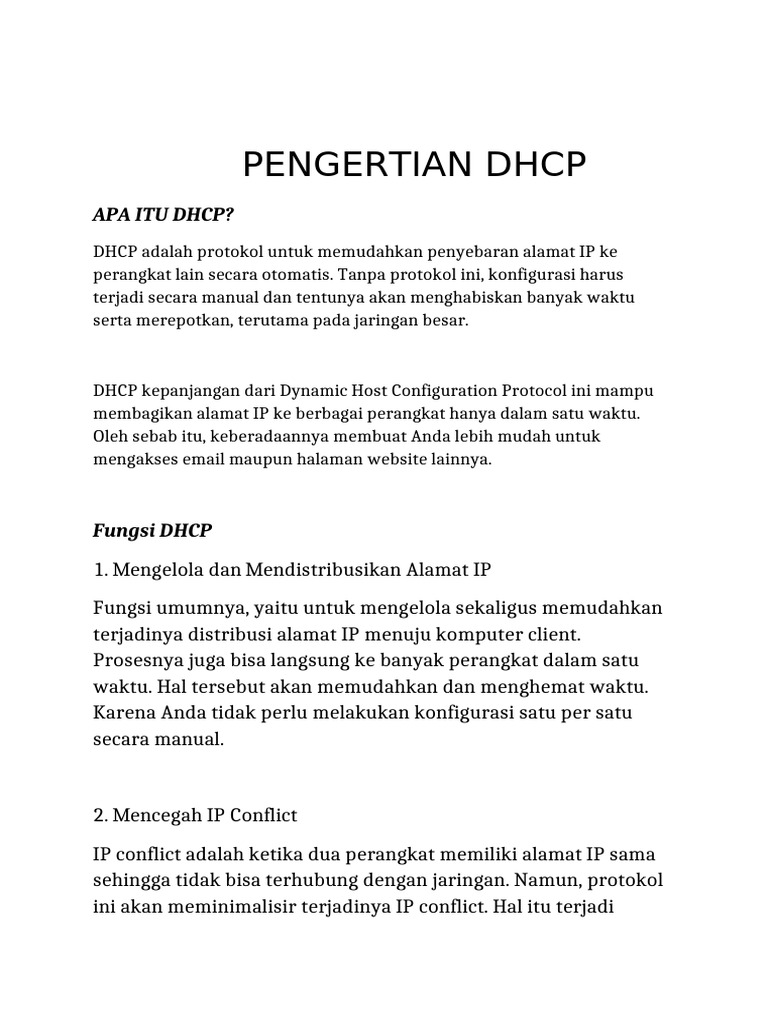 Pengertian DHCP | PDF