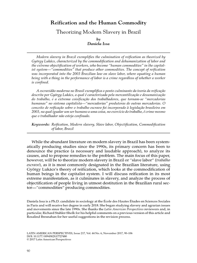 Reification and The Human Commodity | PDF | Slavery | Labour Economics