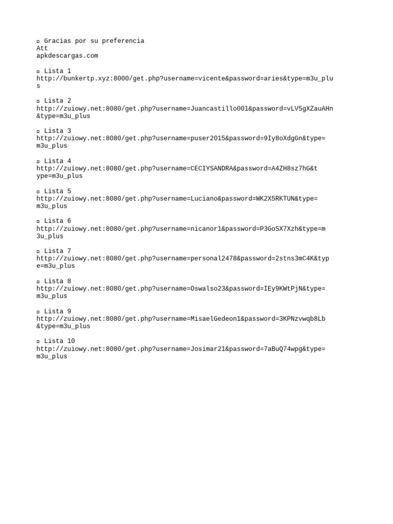 Pack de 10 Listas M3u | PDF