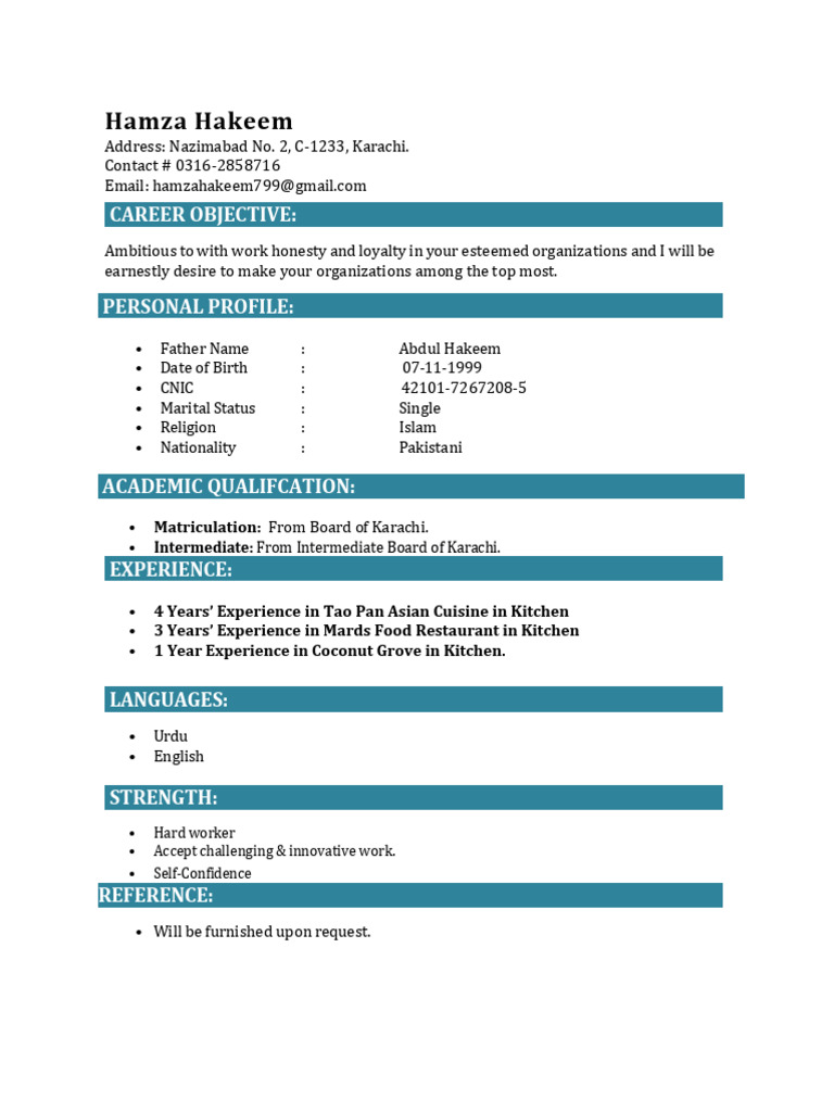 Hamza Hakeem CV | PDF