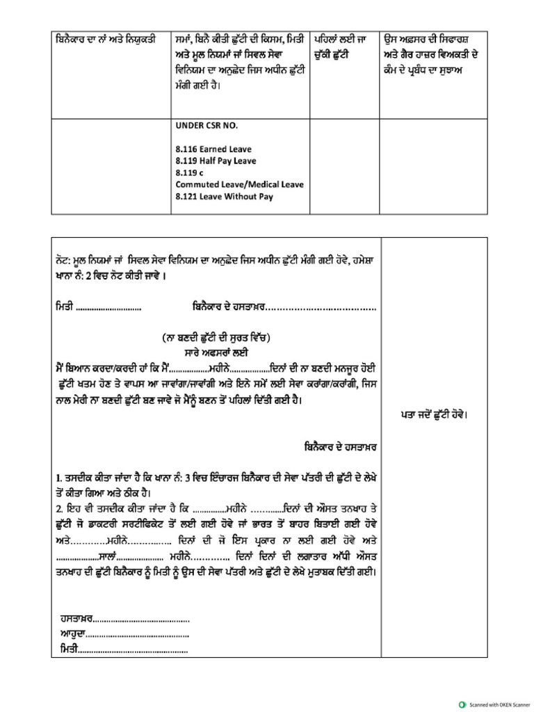 Medical Leave Performa-1 | PDF