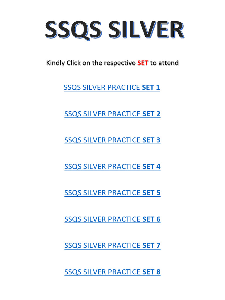 SSQS Silver Practice Sets | PDF