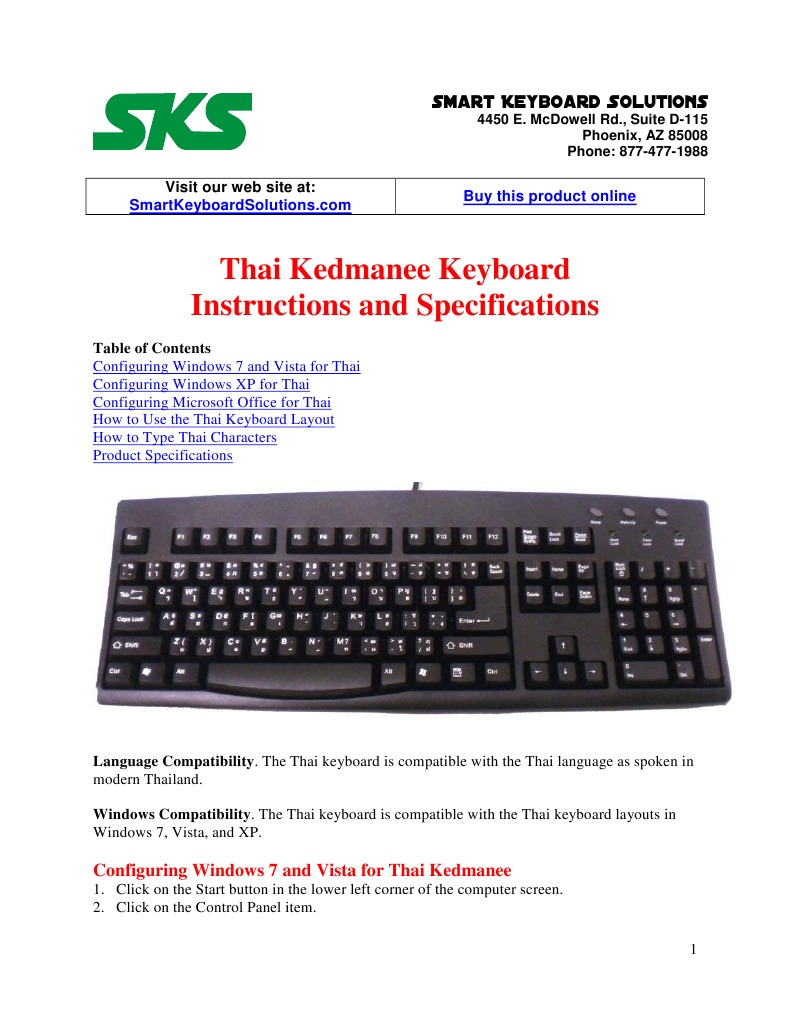 Thai Keyboard Guide | Computer Keyboard | Button (Computing) | Free 30-day Trial | Scribd