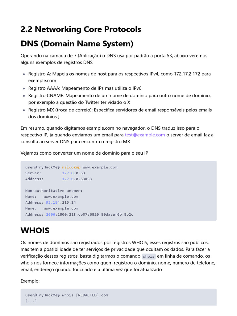 2.2 Networking Core Protocols | PDF | Sistema de Nomes de Domínio (DNS) | Protocolo de ...