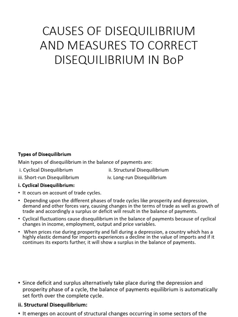 Causes and Types of BOP Disequilibrium | PDF | Balance Of Payments ...