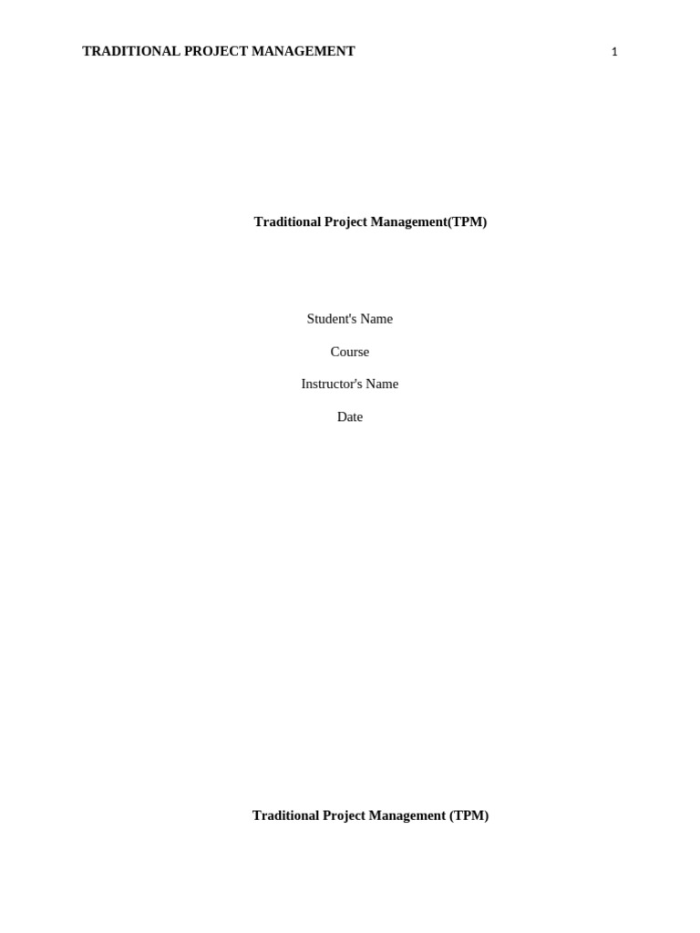 Traditional Project Management (TPM) Final - Edited | PDF | Project Management | Business