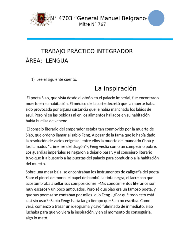 Trabajo Pràctico Integrador Lengua | PDF