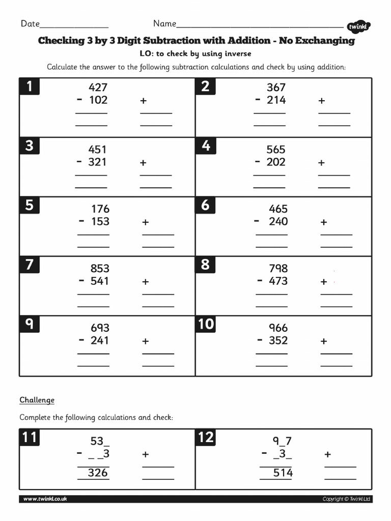 T2-M-852-Year-3-Inverse-Checking-3-Digit-by-3-Digit-Subtraction-by ...