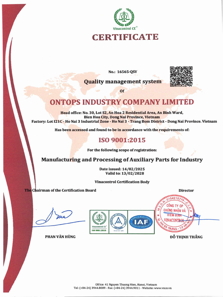ISO 9001-2015 14-2-2025 To 13-2-2028 EN | PDF