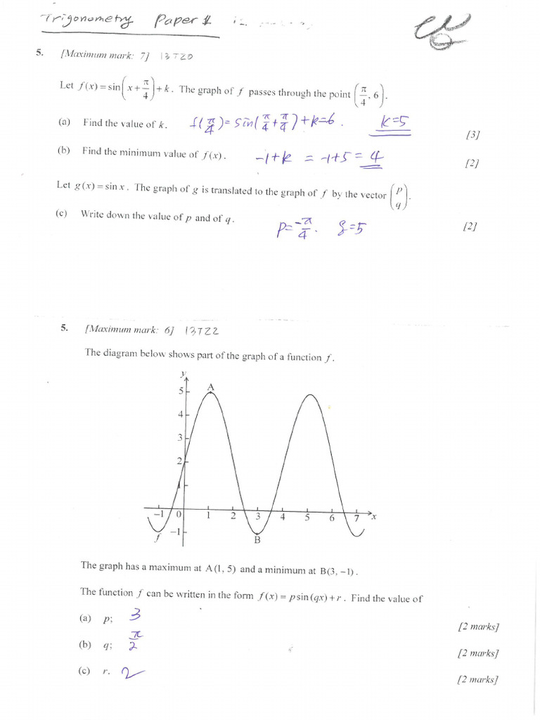 07-18 Trig p1 Key | PDF
