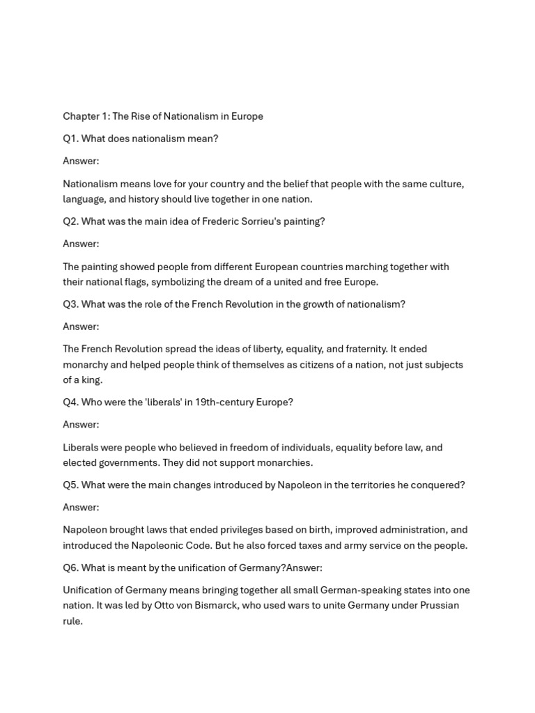 Class X History ch-1 Question Answer | PDF