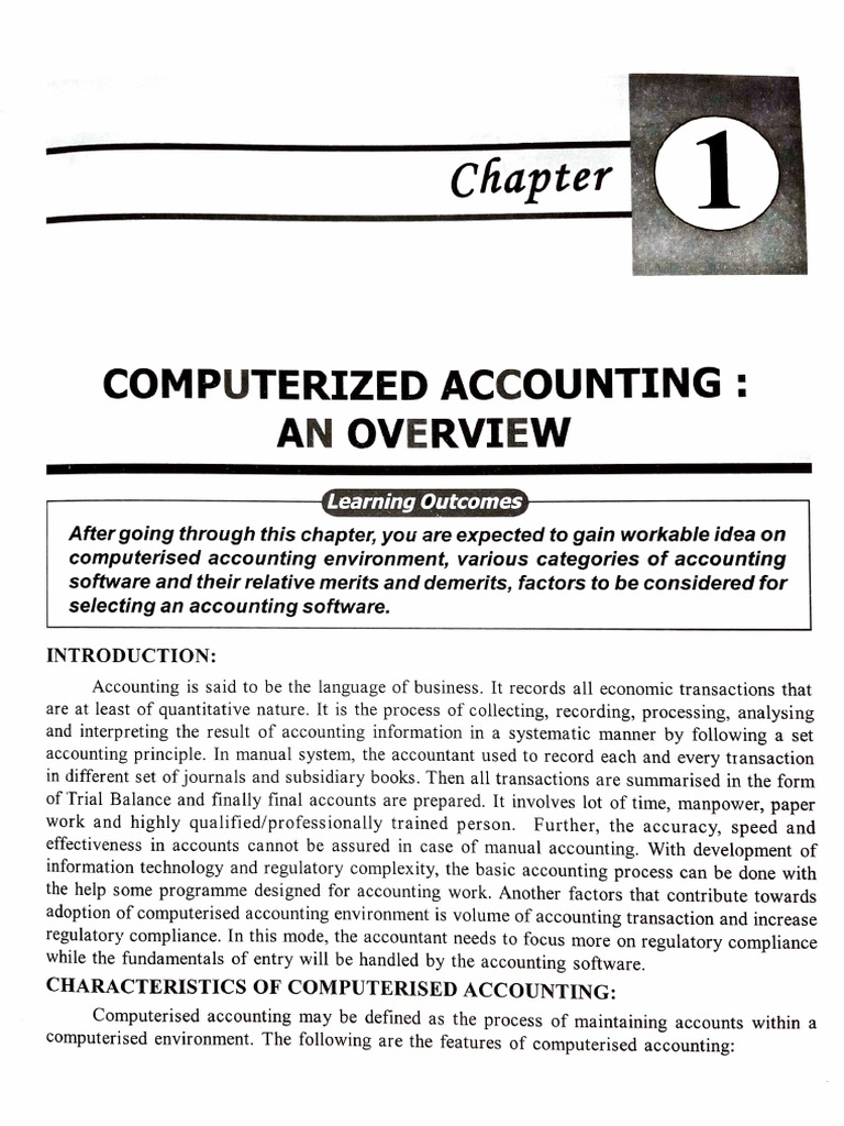 Chapter 1 Computerized Accounting an overview | PDF