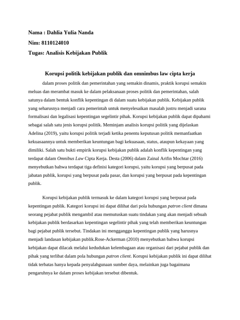 Dahlia Yulia Nanda - Analisis Kebiakan Publik | PDF