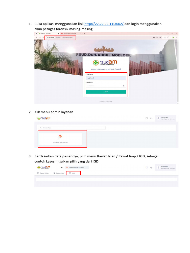 Cara Menginput Biling Forensik | PDF