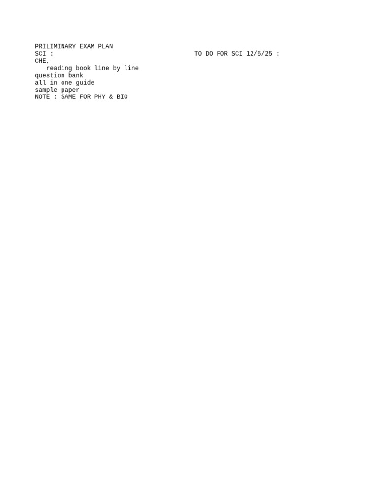 Exam Plan | PDF