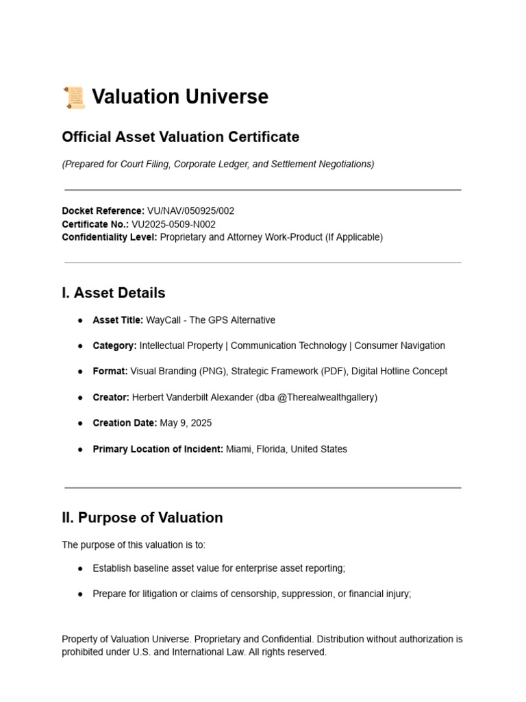 WayCall The GPS Alternative Valuation Certificate | PDF | Real Estate Appraisal | Valuation ...