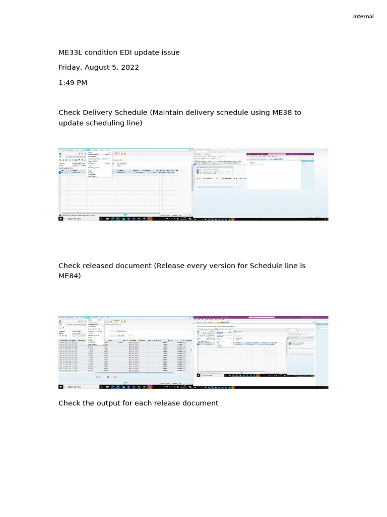 ME33L Condition EDI Update Issue | PDF