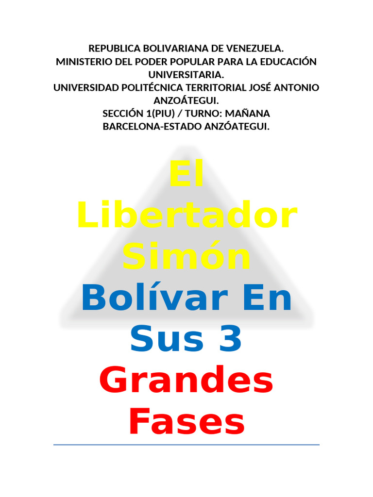 El Libertador Simon Bolivar | PDF