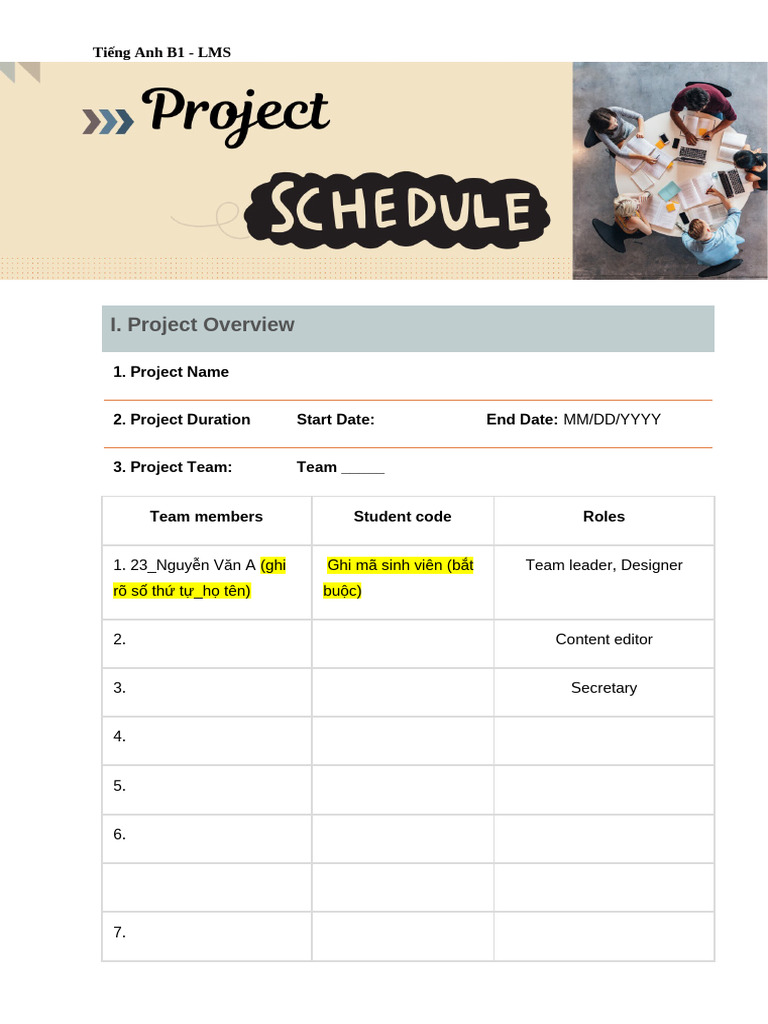 Mẫu báo cáo Project Schedule | PDF