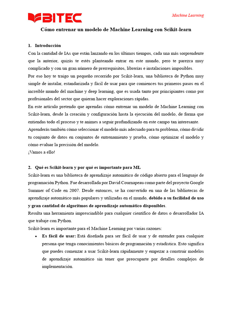 Cómo Entrenar Un Modelo de Machine Learning Con Scikit | PDF ...