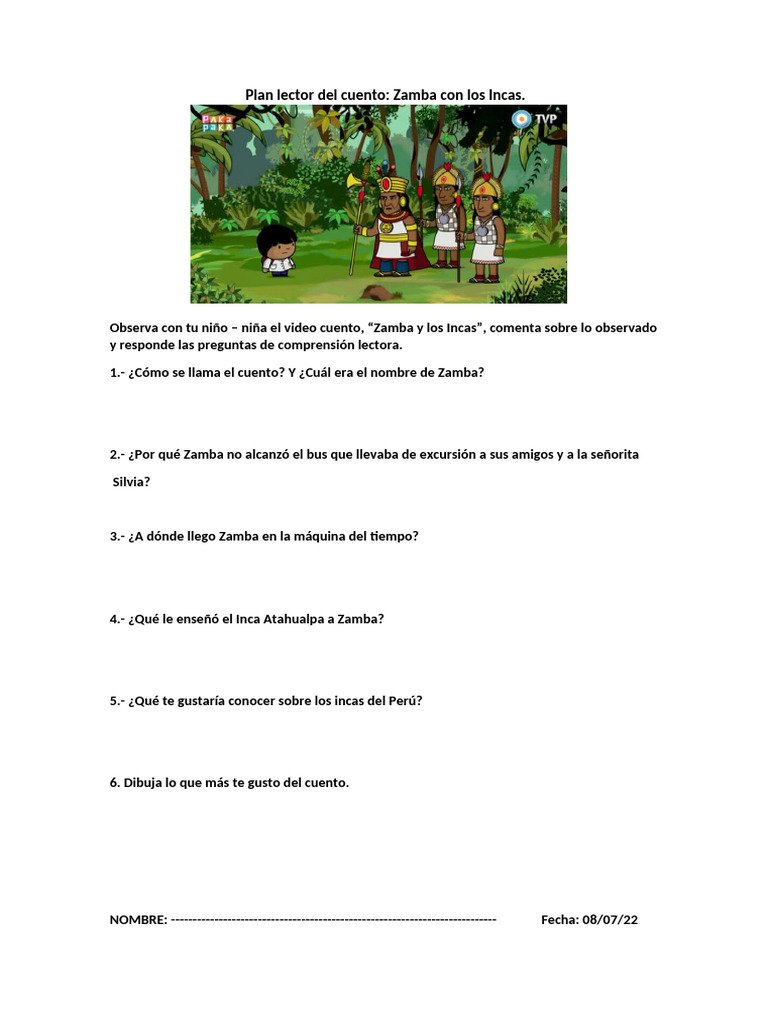 Plan Lector: Zamba y los Incas | PDF