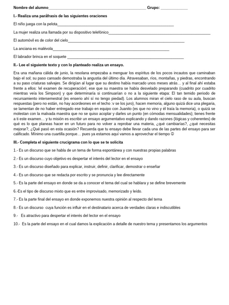 Examen Regu Leoye II 2018 | PDF | Ensayos