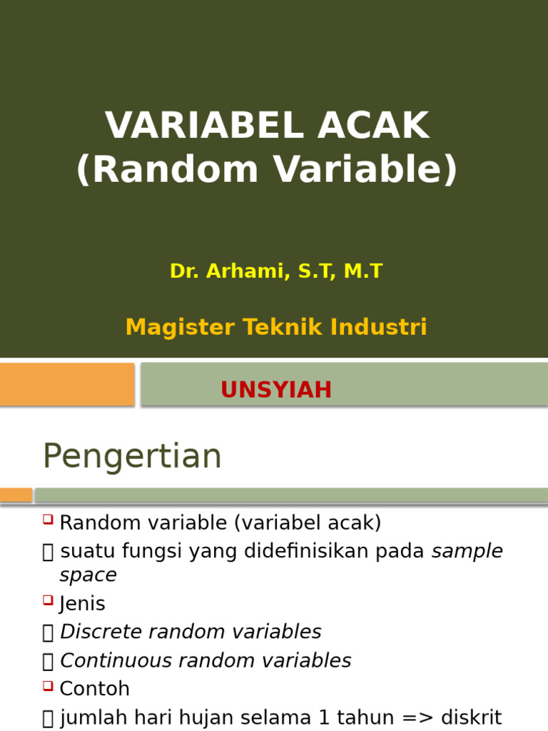 Week 6-Variable Acak-Lanjutan | PDF