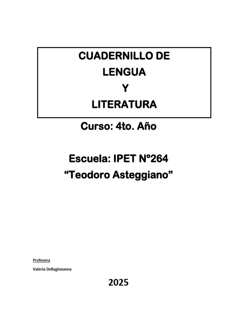 Cuadernillo Lengua Cuarto 2025 | PDF | William Shakespeare | Teatro