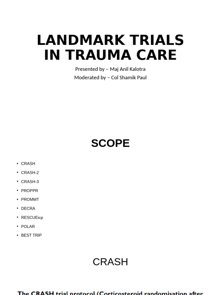 Landmark Trials Trauma | PDF | Traumatic Brain Injury | Blood Transfusion