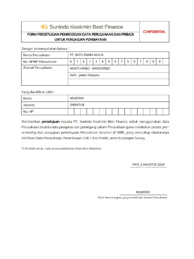 Pt. Batu Rimba Mulia | PDF