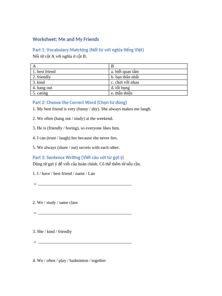 Worksheet Me and My Friends | PDF