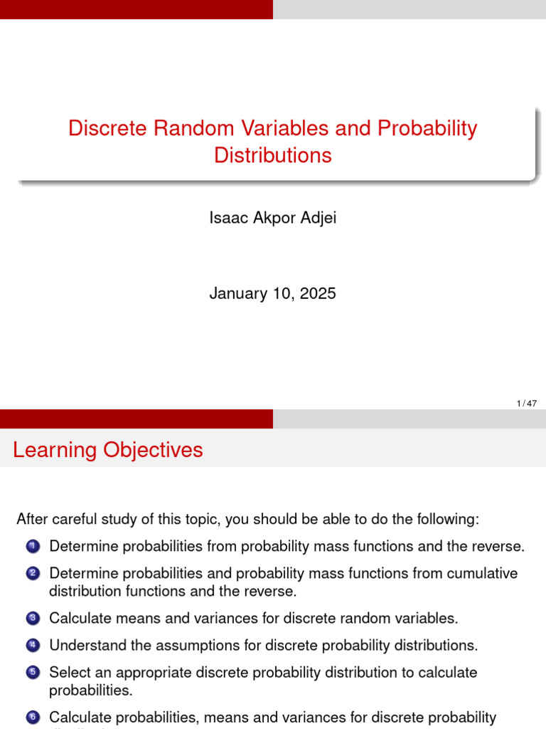 Discrete Random Variables and Probability .Distributions | PDF | Probability Distribution ...