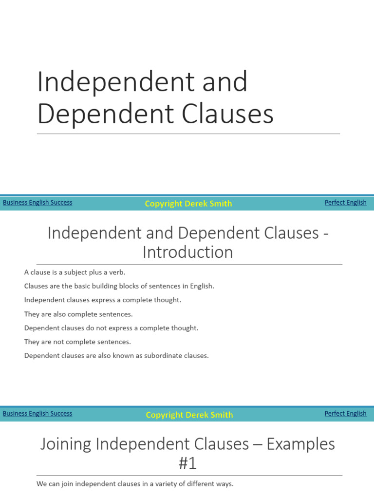 Independent and Dependent Clauses | PDF | Comma | Linguistics