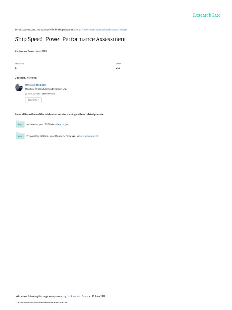 2020 - Ship Speed Power Performance Assessment | PDF | Ships | Drag (Physics)