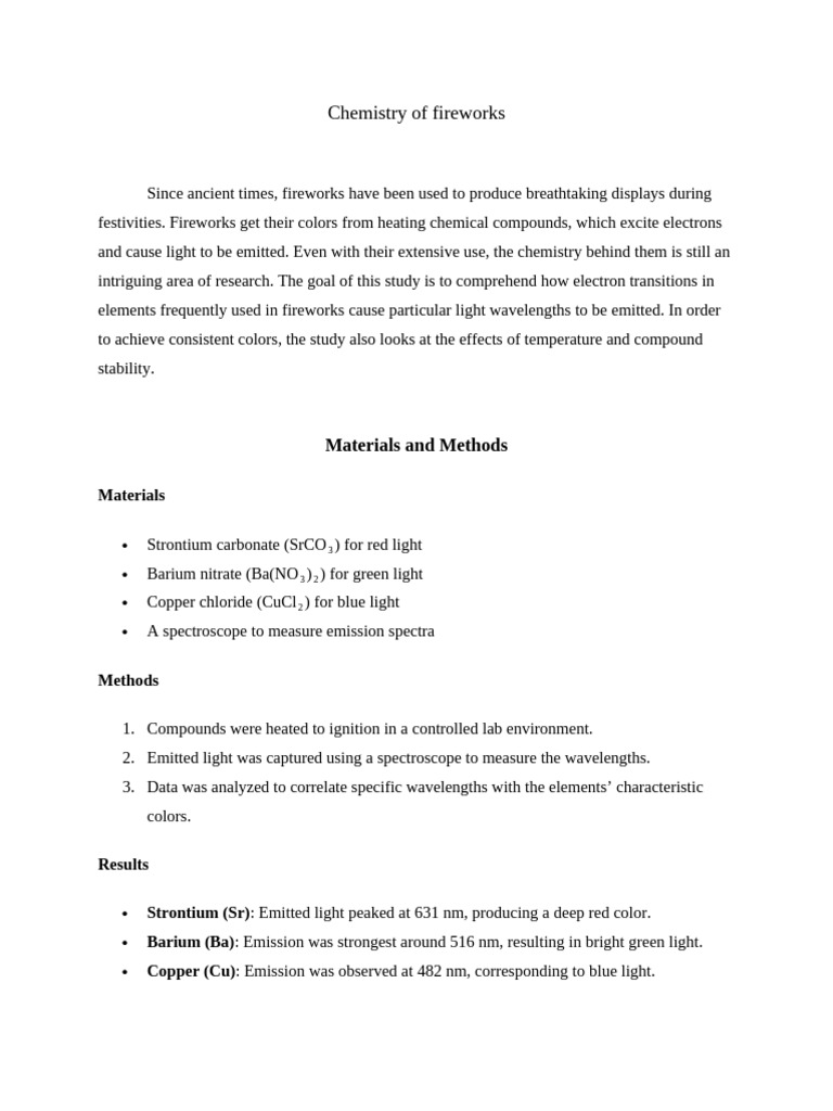 Chemistry of Fireworks | PDF