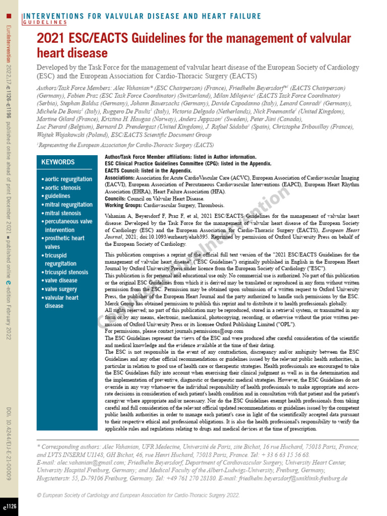 Esc 2021 Valve | PDF | Heart | Heart Valve