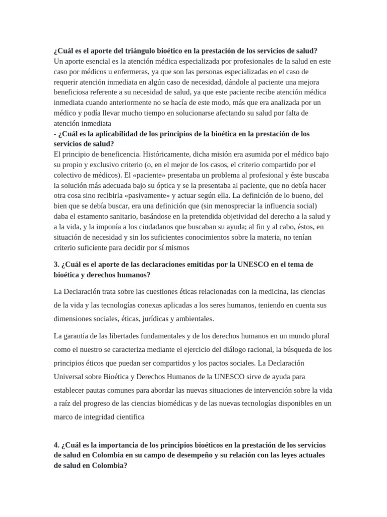 Aporte del triángulo bioético en salud | PDF | Bioética | Cuidado de la ...