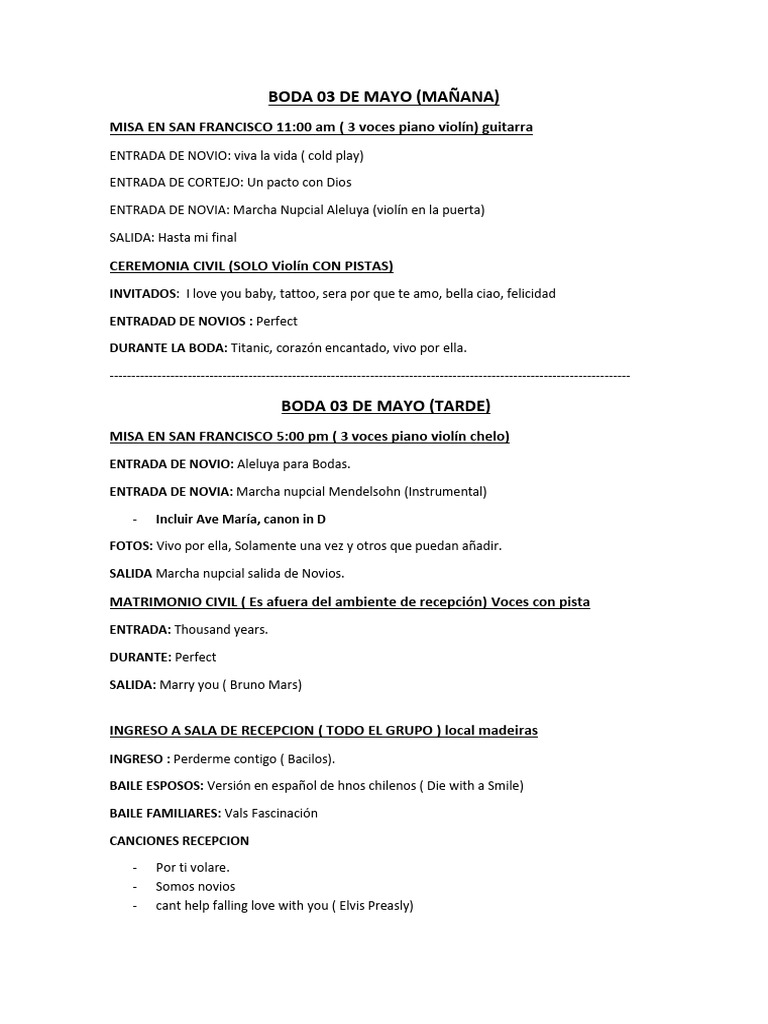 Boda 03 de Mayo | PDF