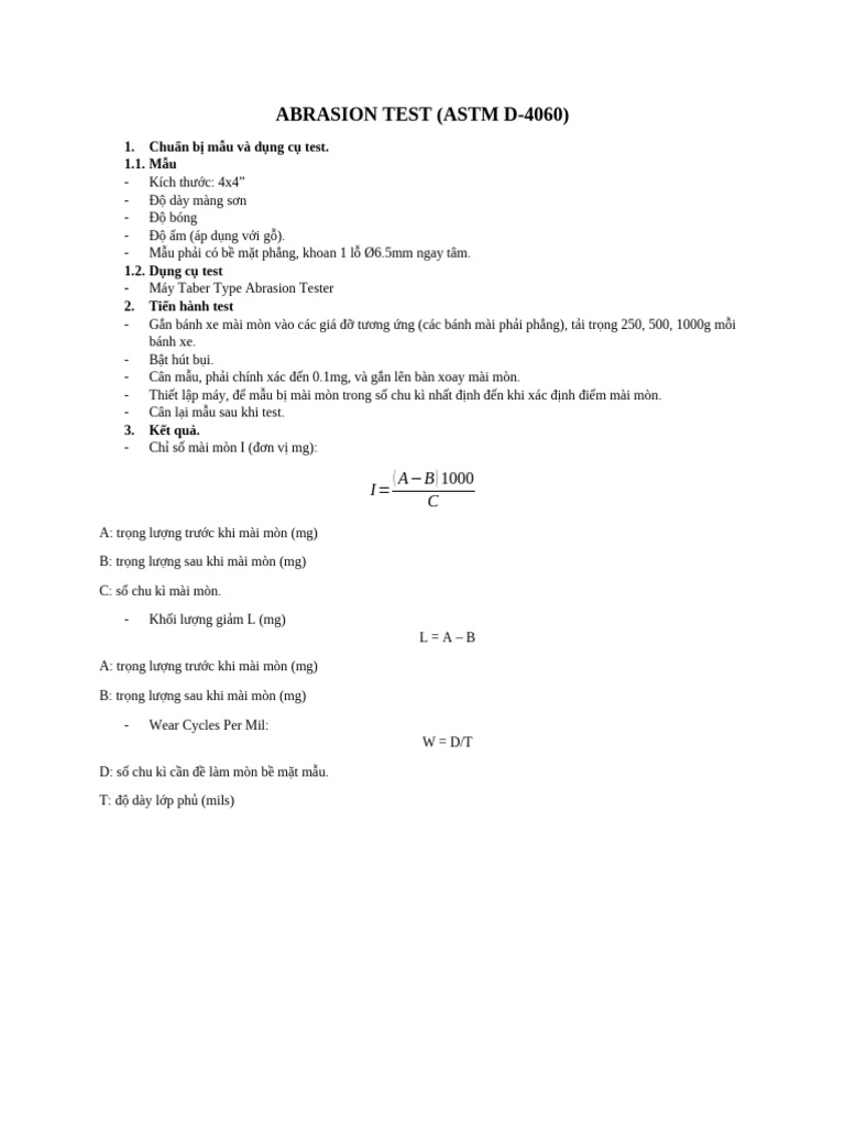 Abrasion Test (For Organic Coating) | PDF