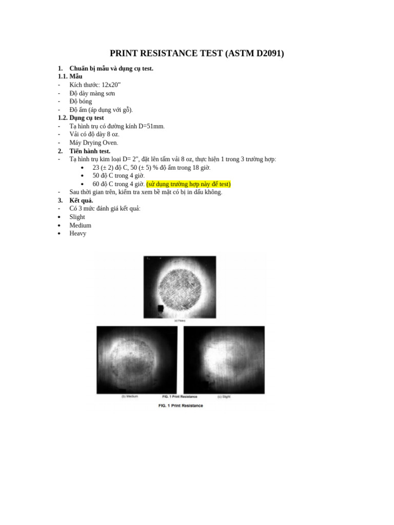 Print Resistance Test | PDF