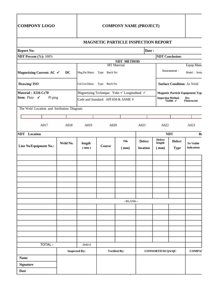 STD-QD-008B MT Form Tank Report | PDF | Nondestructive Testing | Welding