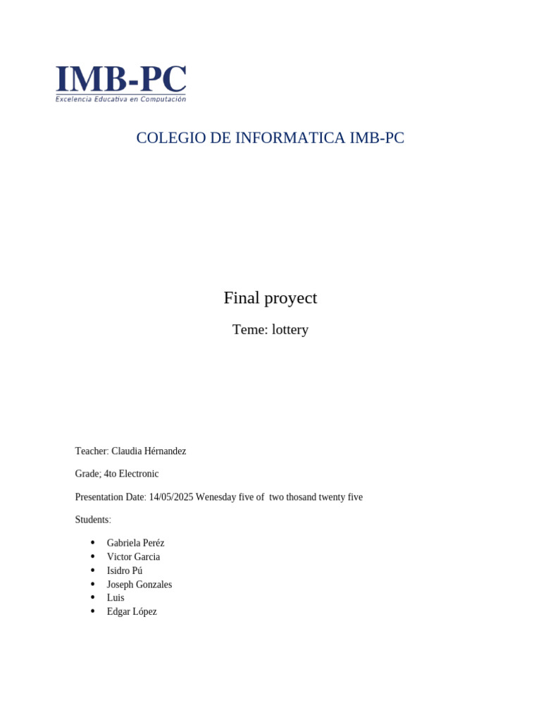 COLEGIO DE INFORMATICA IMB | PDF