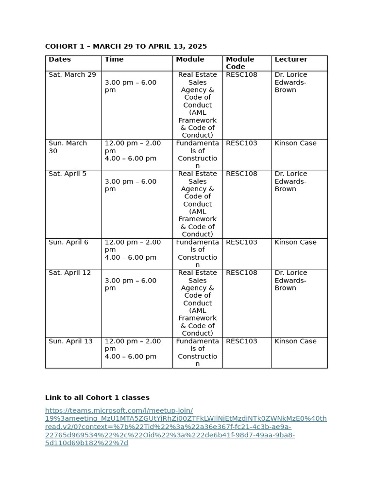 RESC MARCH 2025 TIMETABLE - MARCH 29 TO APRIL 13, 2025 (CONFIRMED) | PDF