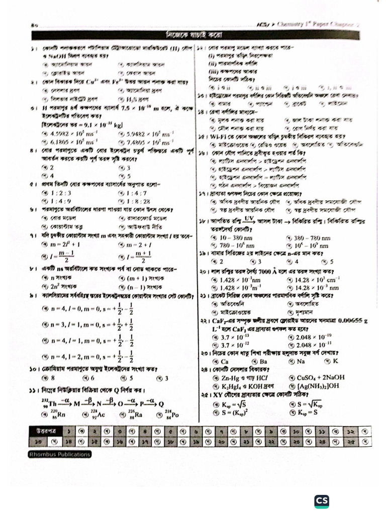 Chemistry 1st Paper MCQ | PDF